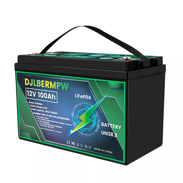 DJLBERMPW 12V Lithium Battery 100Ah LiFePO4 Deep Cycle For Trolling Mo ...